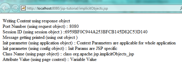 JSP Implicit Objects | JSP tutorial by Wideskills